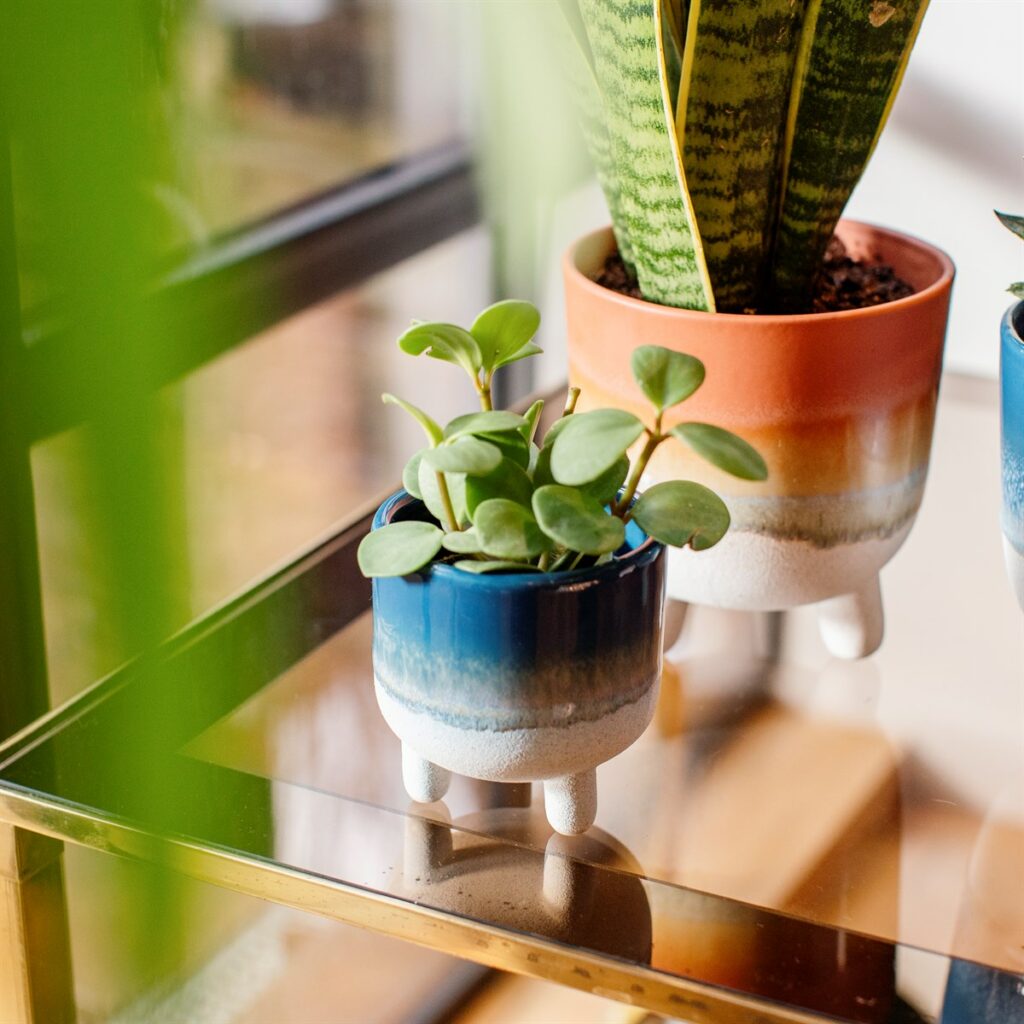 Cache-pot sur pied Mojave bleu - Pastel Shop